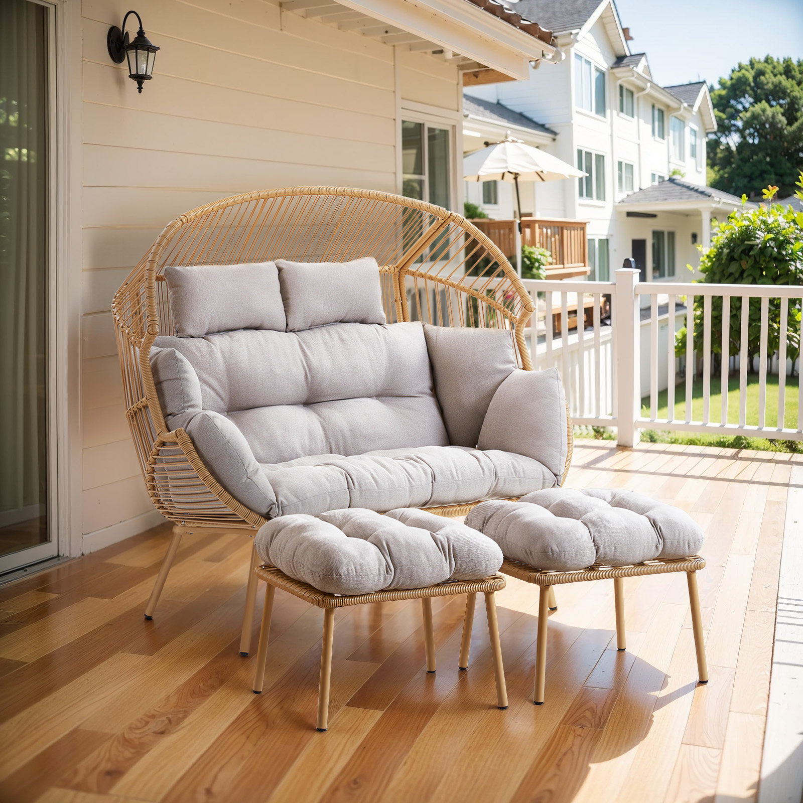 Dakota Fields Corenda Hammock Double Swing Chair with Ottomans ...