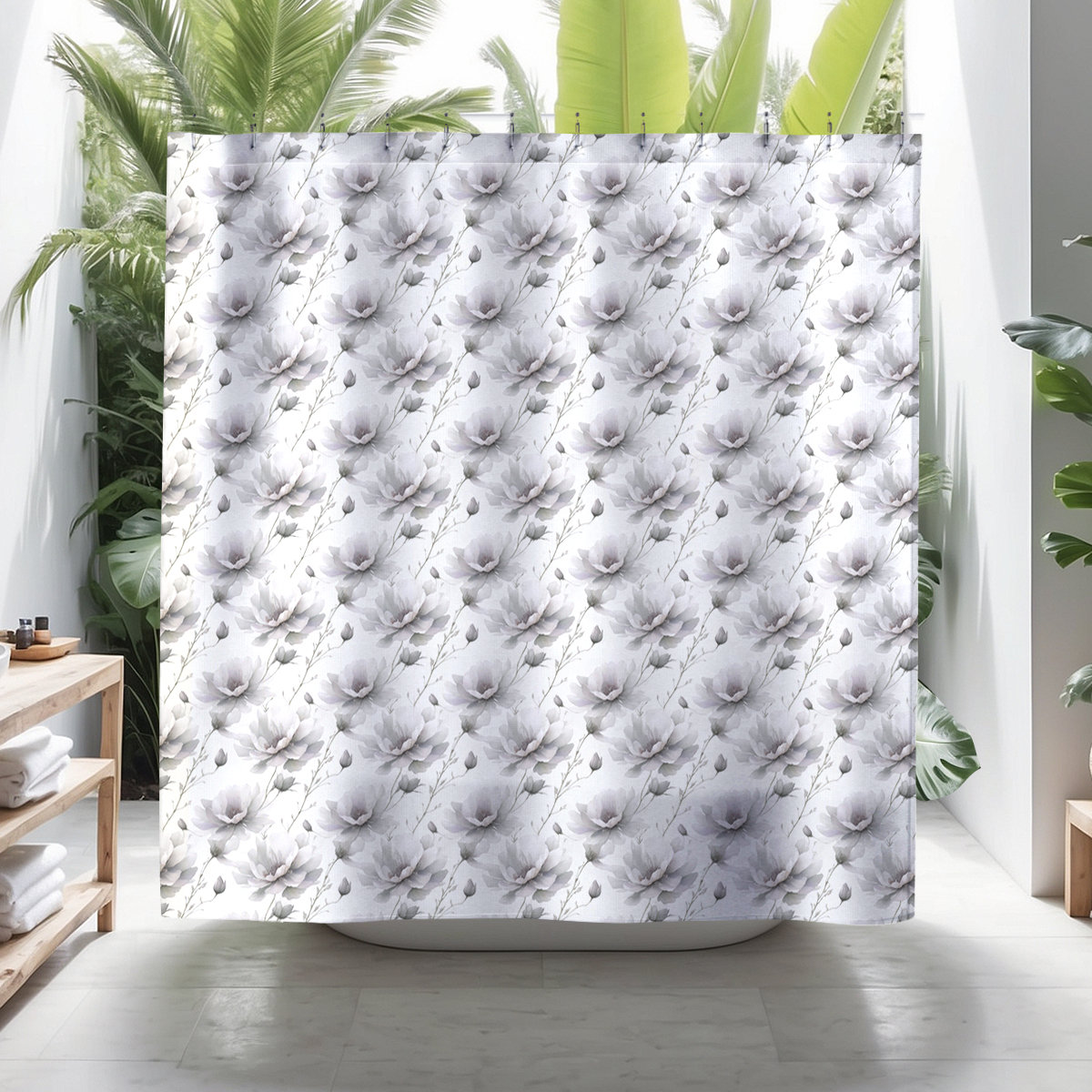 ULLI HOME Kerr Floral Shower Curtain | Wayfair