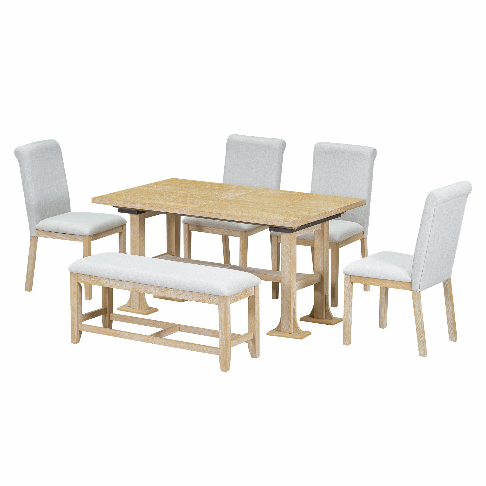 Red Barrel Studio® Solid Wood Extendable Dining Table Set with ...