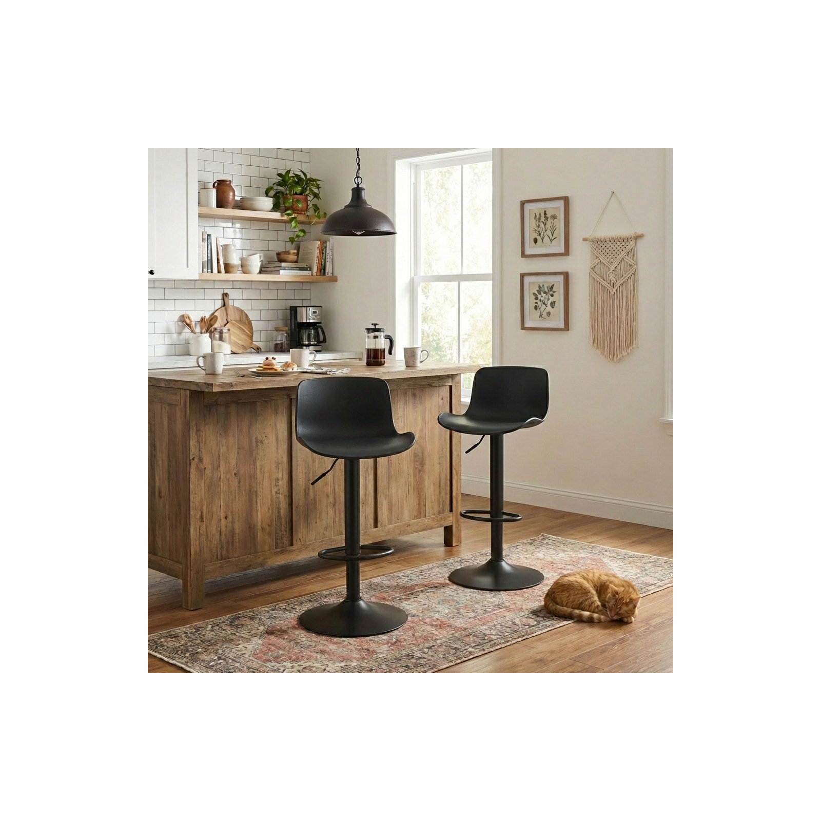 AllModern Meli Height-Adjustable Swivel Bar Stools & Reviews | AllModern