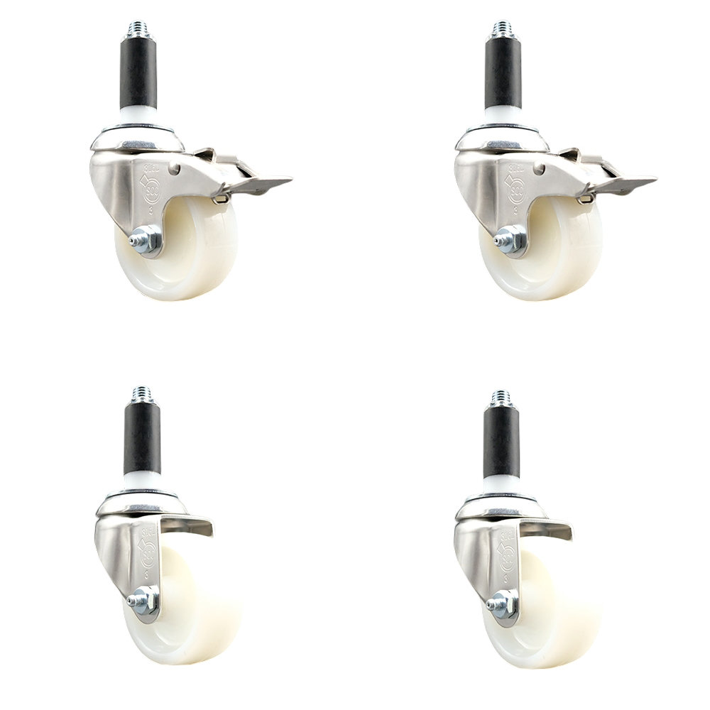 Service Caster 4 Piece Nylon Swivel Expanding Stem Caster Set | Wayfair