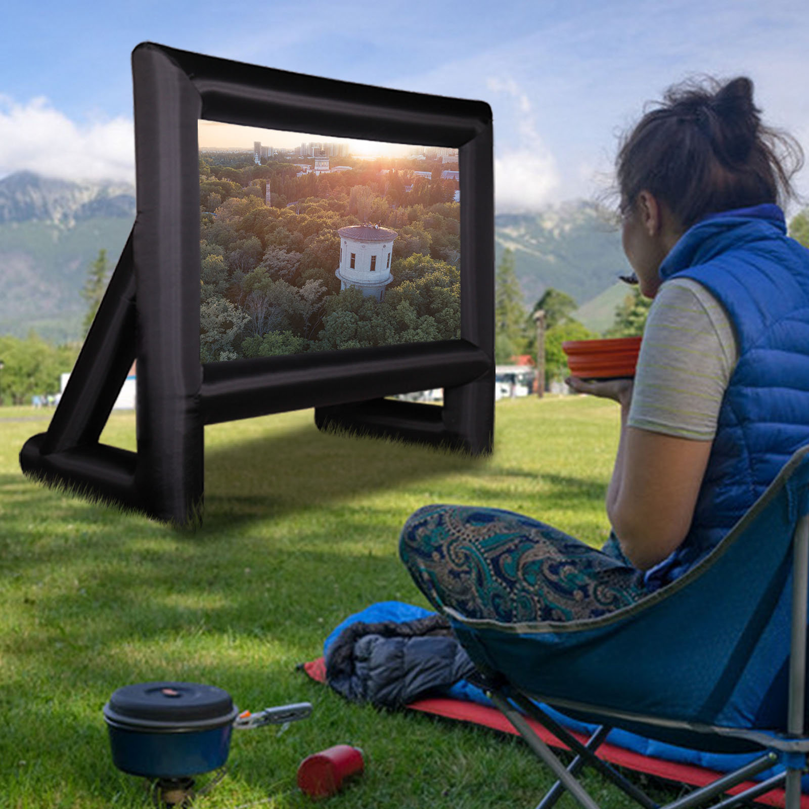 Kulamoon White Portable Inflatable Projector Screen & Reviews | Wayfair