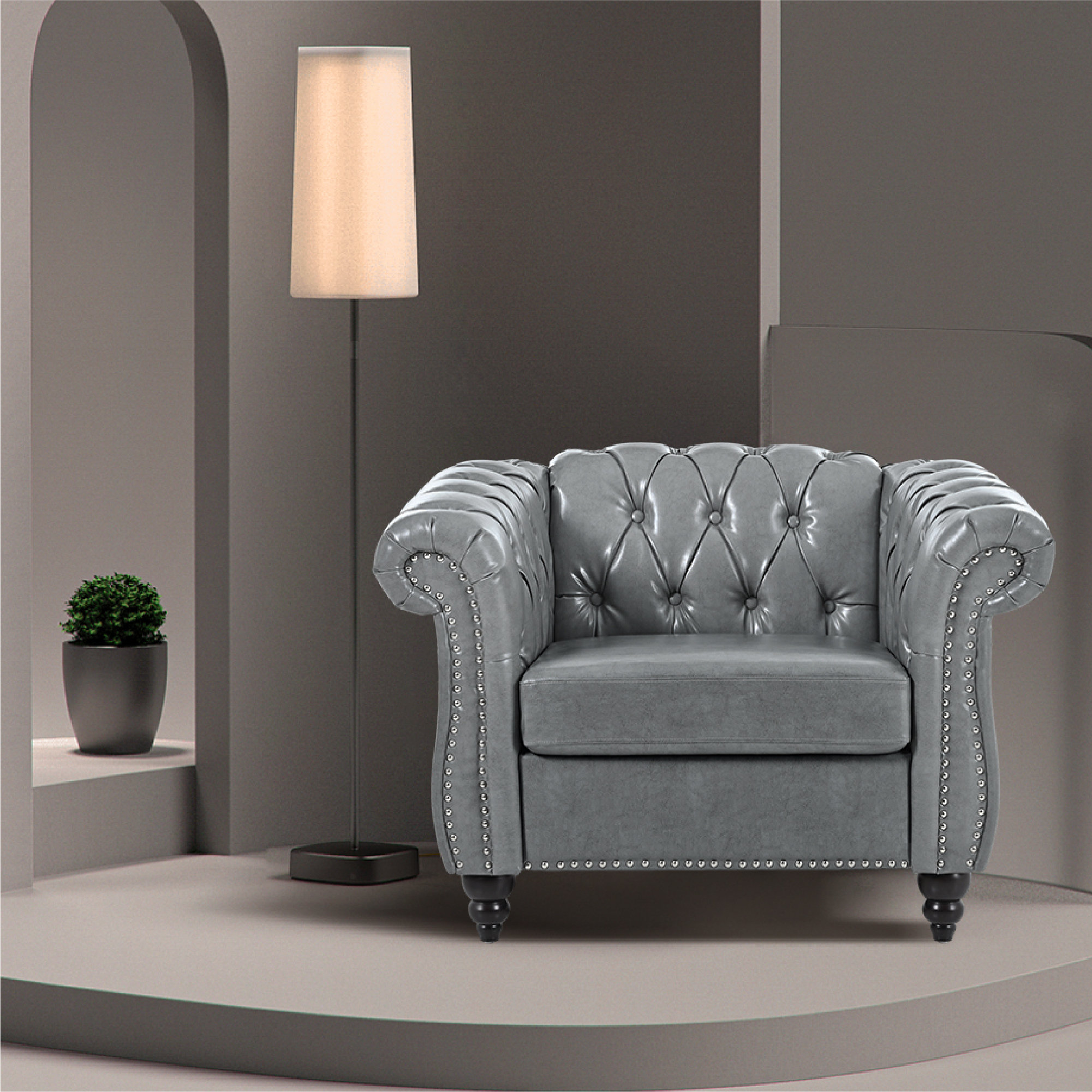 Charlton Home Accent Chair With Tufted Back And Wood Legs - Wayfair Canada
