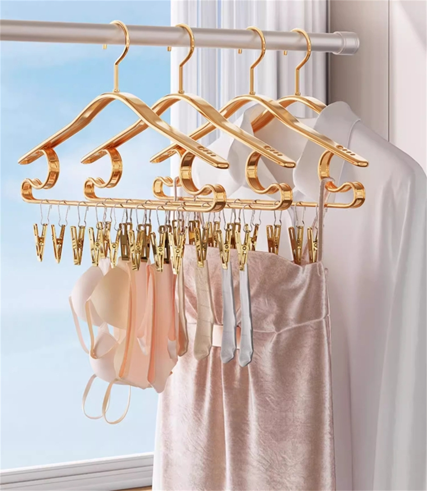 Rebrilliant Aluminum Alloy Multi-Clip Hanger | Wayfair