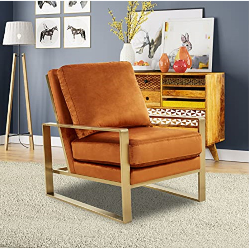 Everly Quinn Gratiano Modern Accent Arm Chair Upholstered in Velvet ...