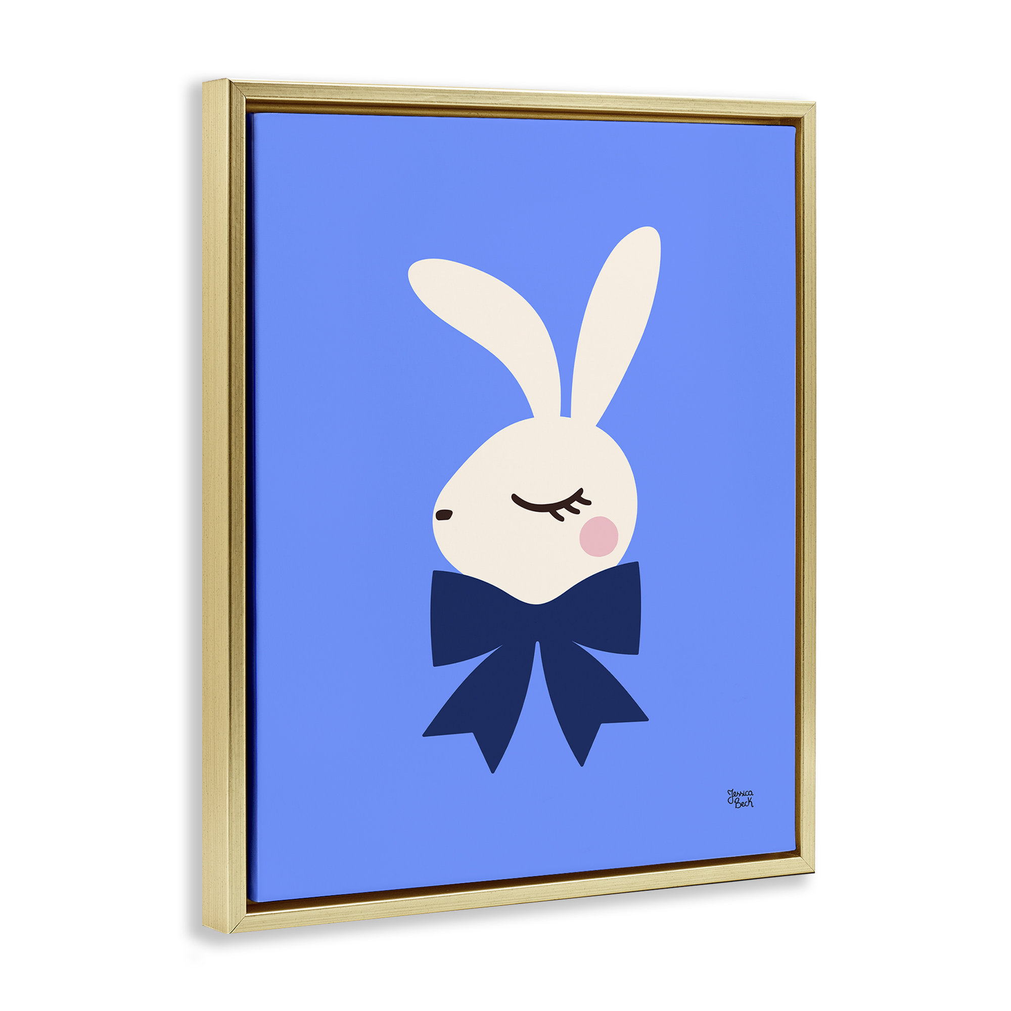 Zoomie Kids Rabbit with Ribbon on Framed Floater Canvas Wall Art by ...