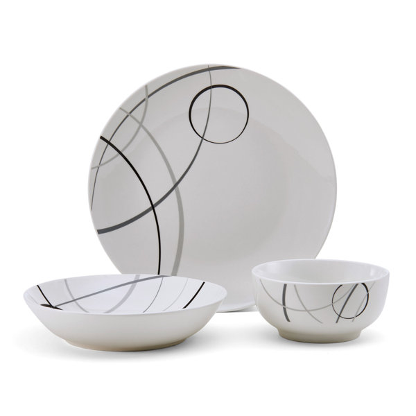 Studio Nova Circles 18-Piece Porcelain Dinnerware Set, Service for 6 ...