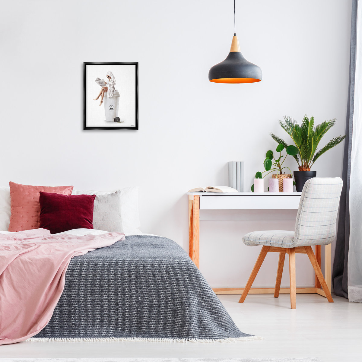 Rosdorf Park Chic Fashion Coffee And Purse Female Robe Pose Canvas Wall ...