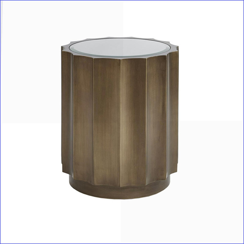 Latitude Run® Valentina Scalloped Edge Coffee Table with Bronze Finish ...