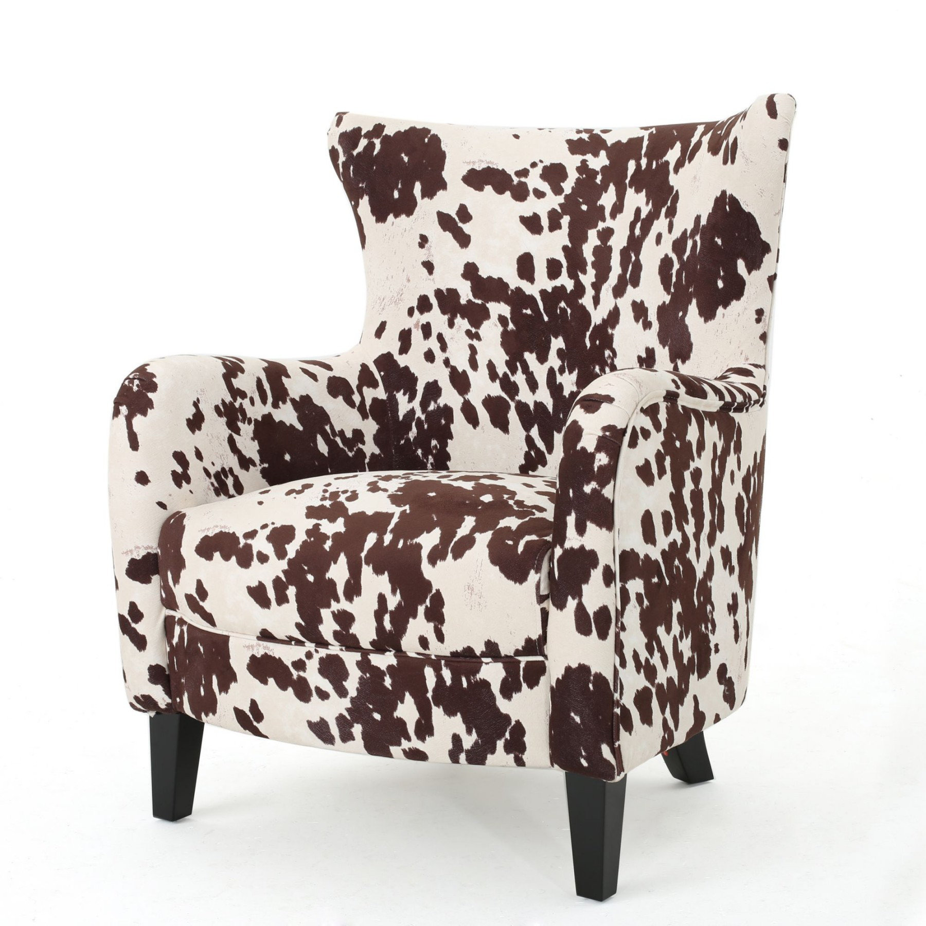 Foundry Select Classic Milk Cow Velvet Club Chair - Brown & White | Wayfair
