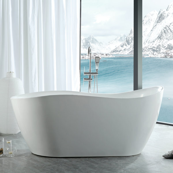 Chevington Morgan 66.9'' x 31.5'' Freestanding Soaking Acrylic Bathtub ...