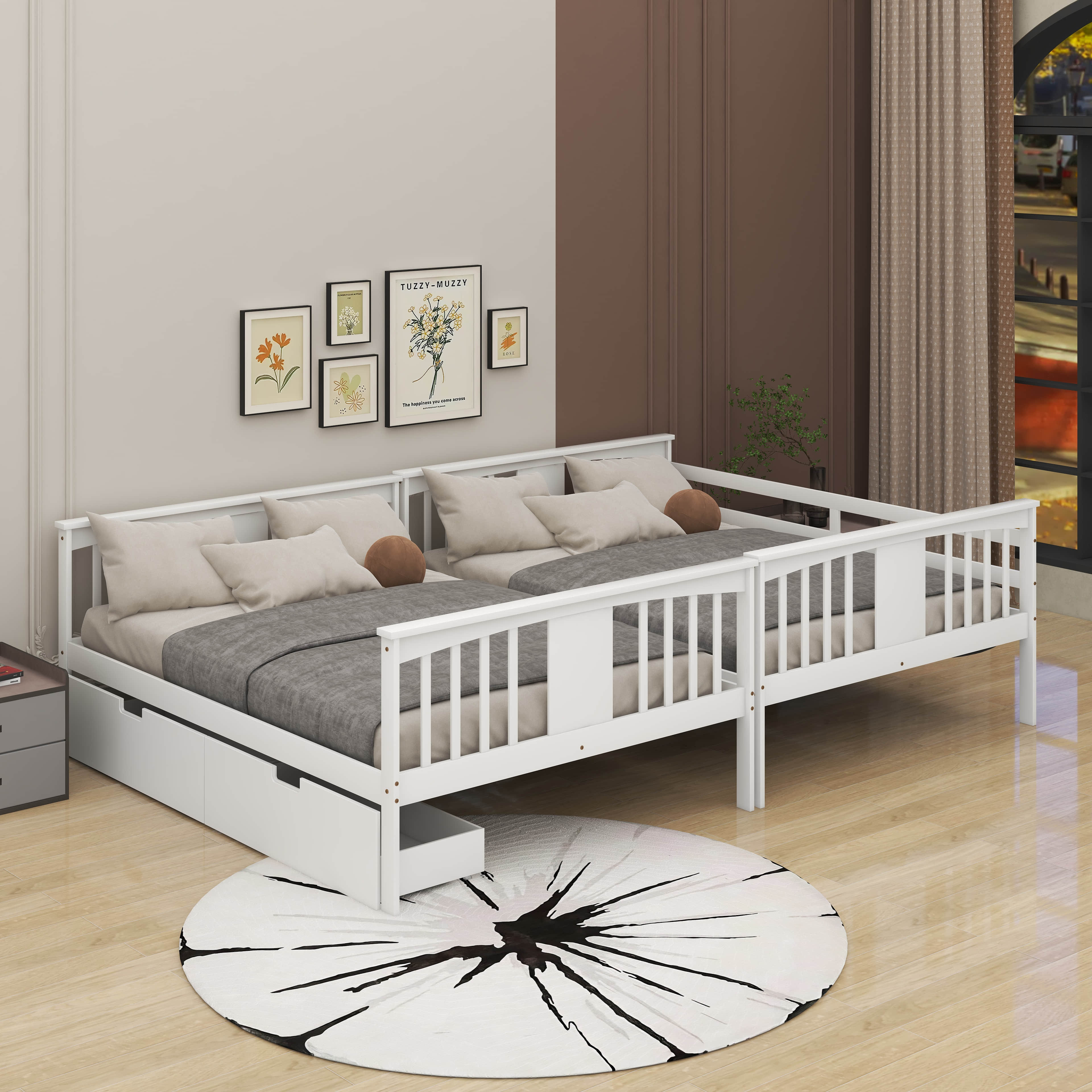Latitude Run® Full Over Full Bunk Bed With Drawers And Ladder | Wayfair