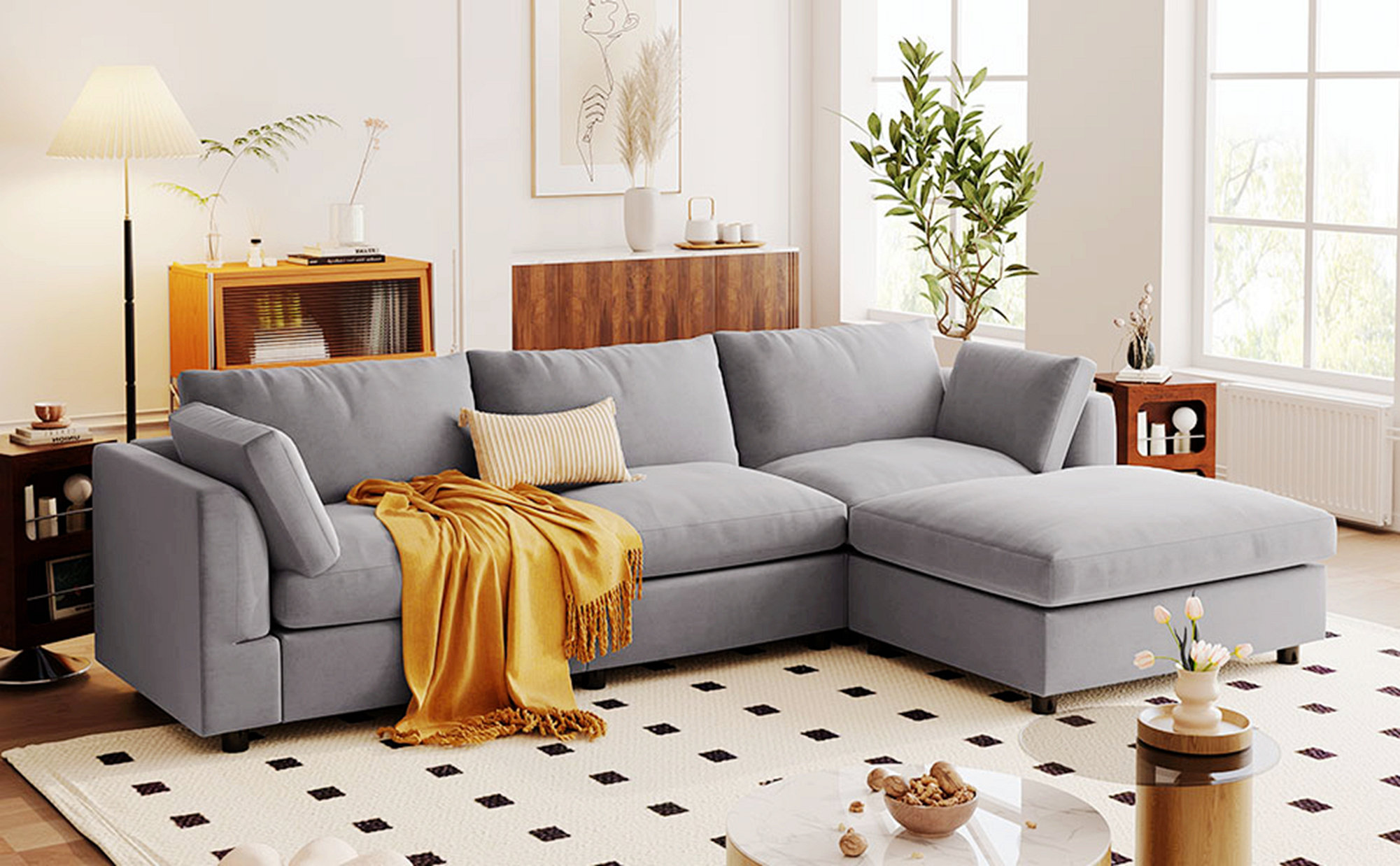 Latitude Run® Wooden Frame Sectional Sofa, L Shaped Couch - Wayfair Canada