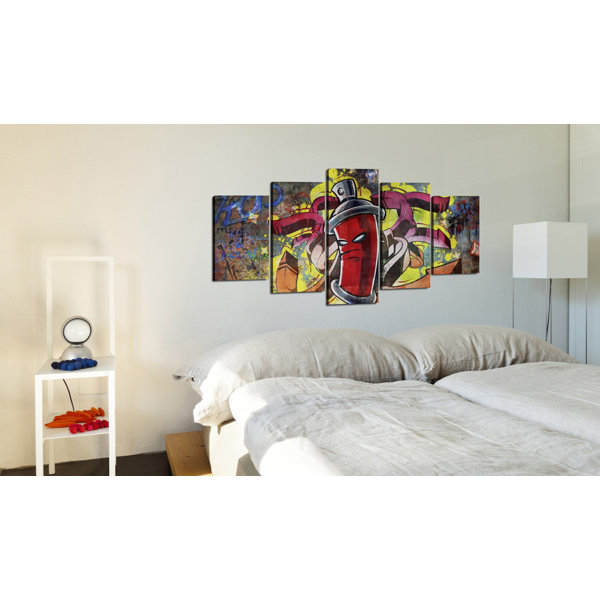 Trinx " Angry Spray Can " 5 - Pieces on Canvas | Wayfair