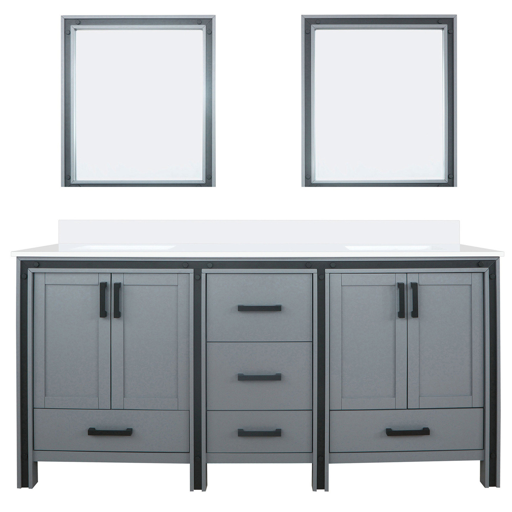 Hokku Designs Bath Vanity With Cultured Top And Mirrors - Soft Close ...