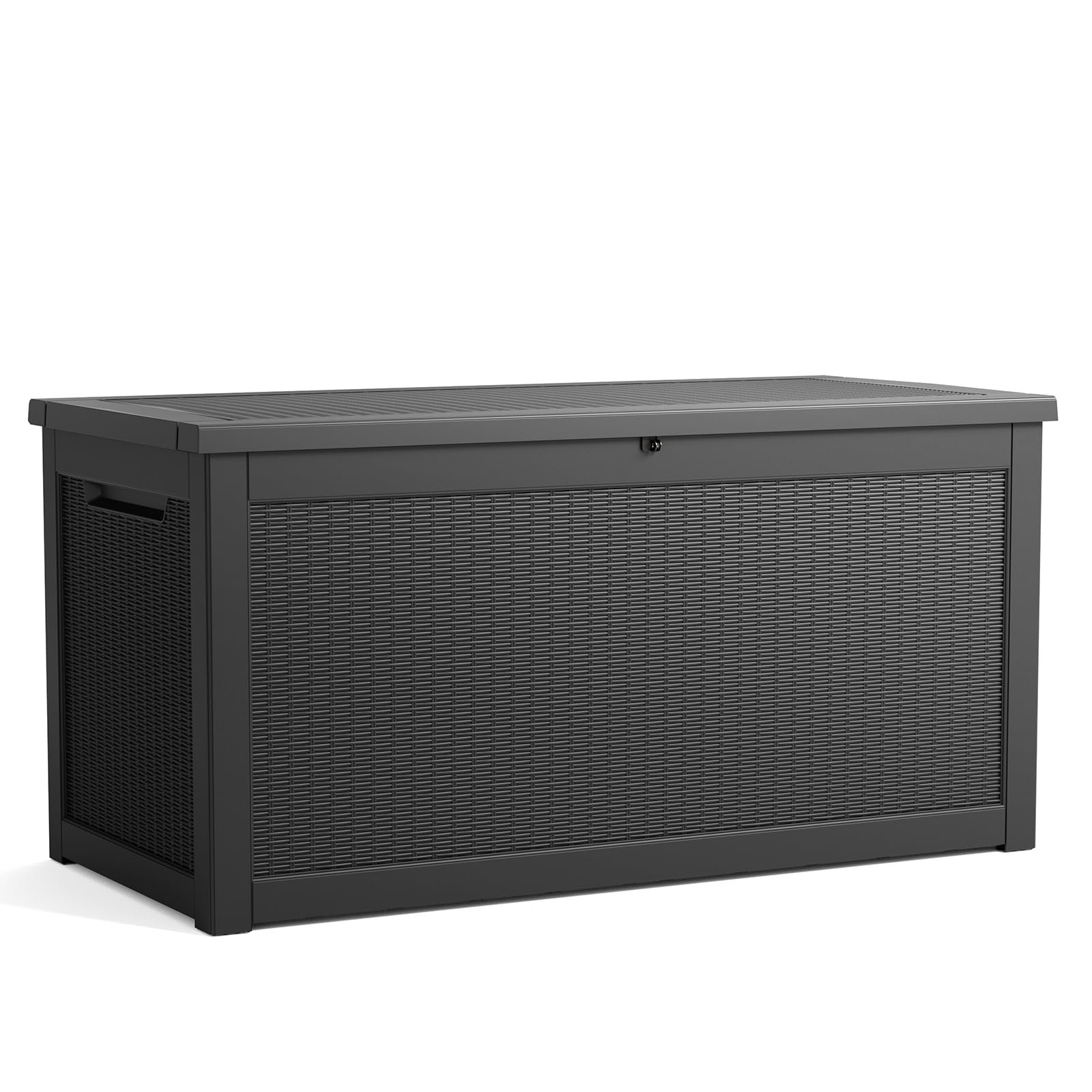 LGHM Lockable Resin Deck Box,outdoor Black Storage Box For Patio ...