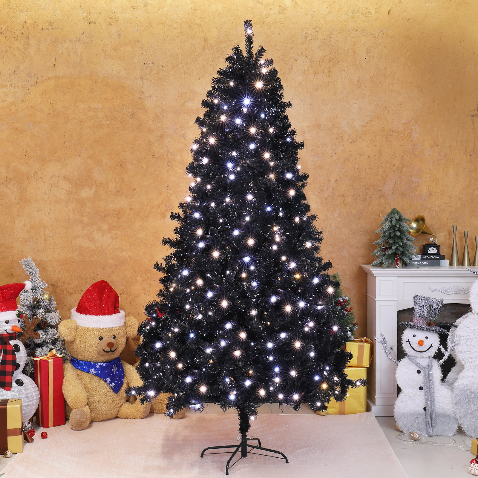 Winston Porter 7.5 FT Pre-Lit Artificial Black Christmas Tree - Wayfair ...