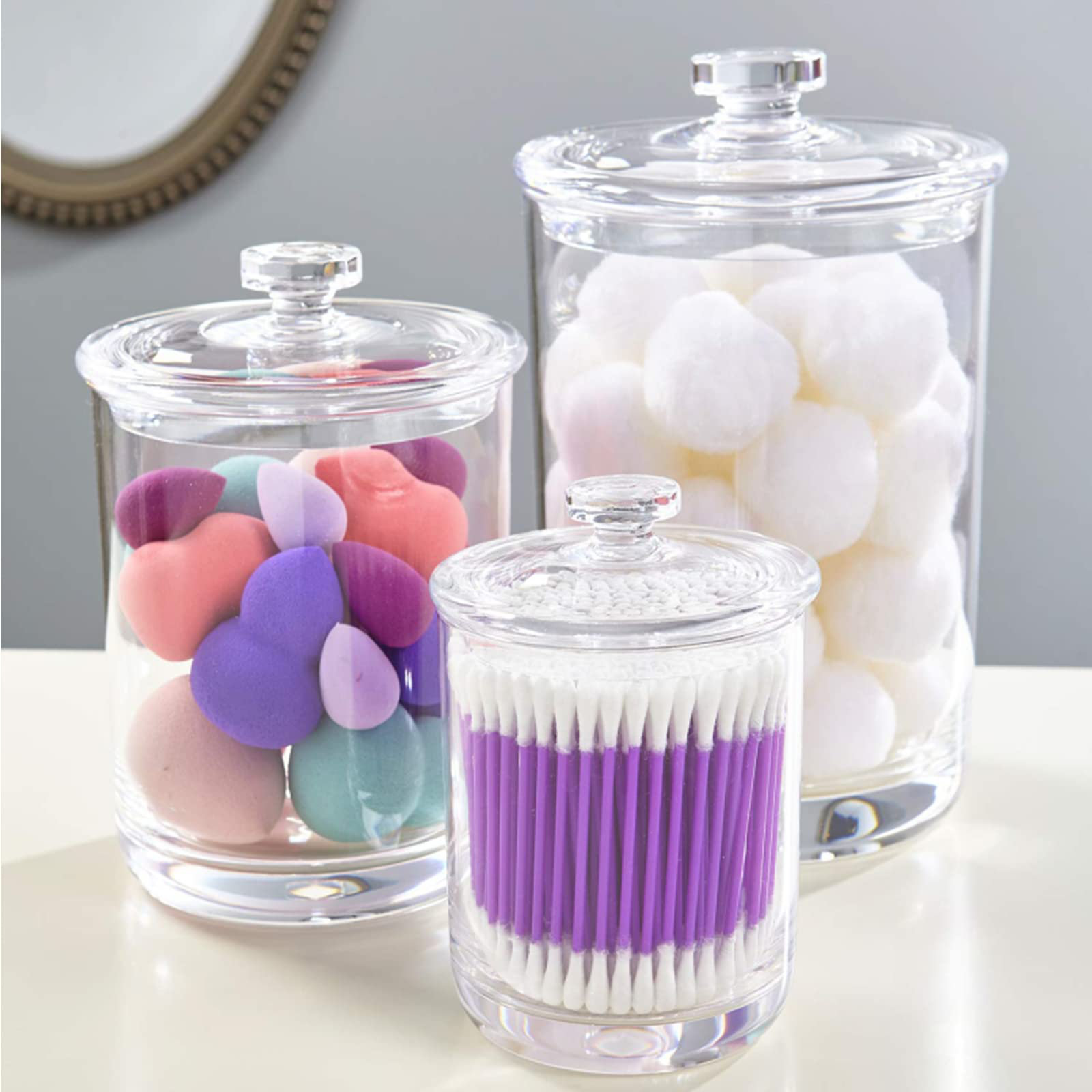 Latitude Run® Acrylic Apothecary Jars, Vanity Organizer Canister With ...