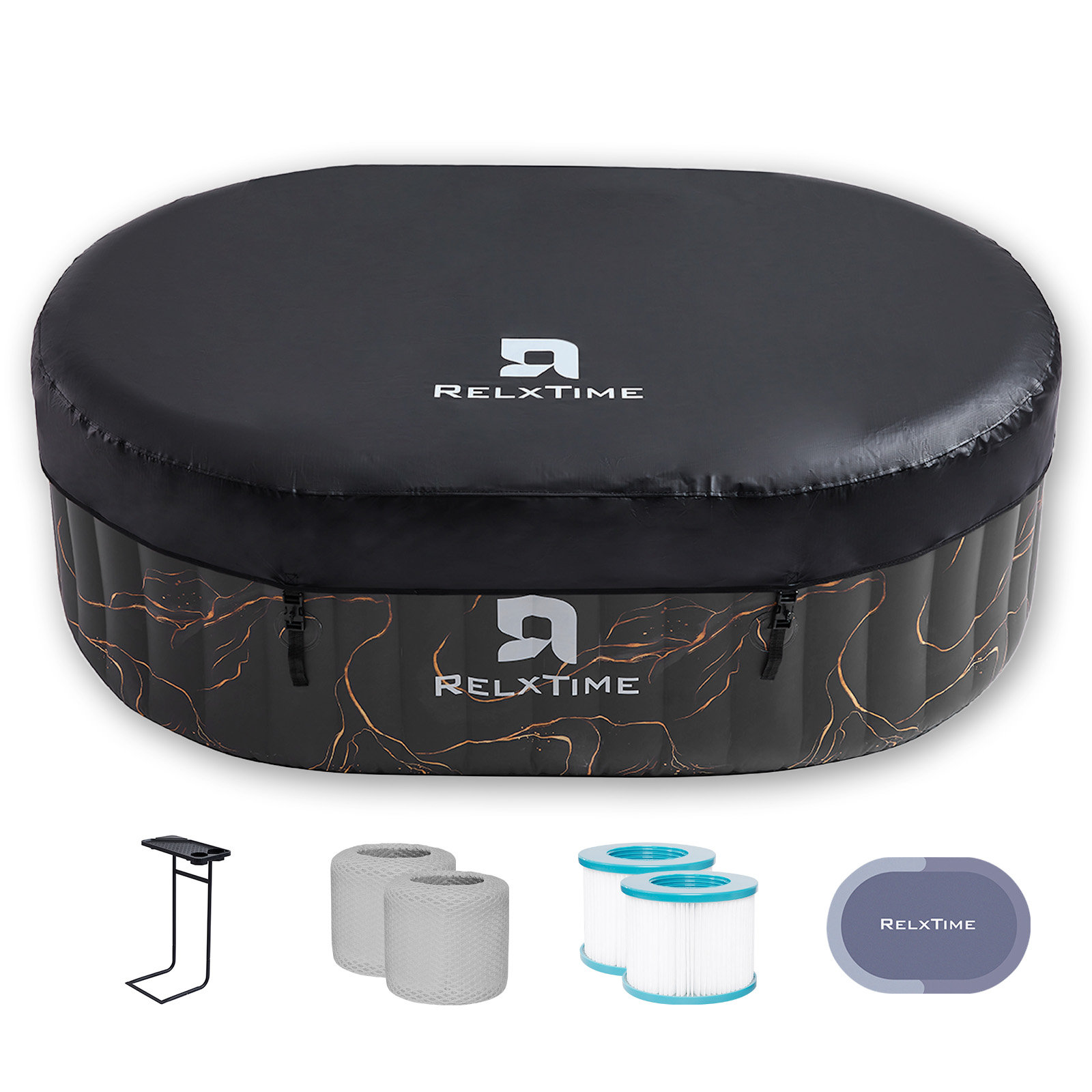 RELXTIME Spa gonflable pour 2 personnes avec couvercle isolant ...