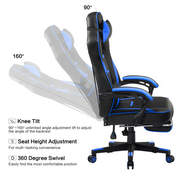 GTPLAYER Adjustable Reclining Ergonomic Faux Leather Swiveling PC ...