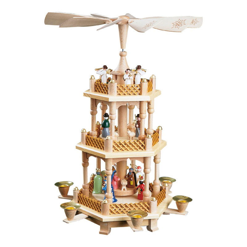 The Holiday Aisle® Richard Glaesser 3 Tiers Natural Wood Nativity ...
