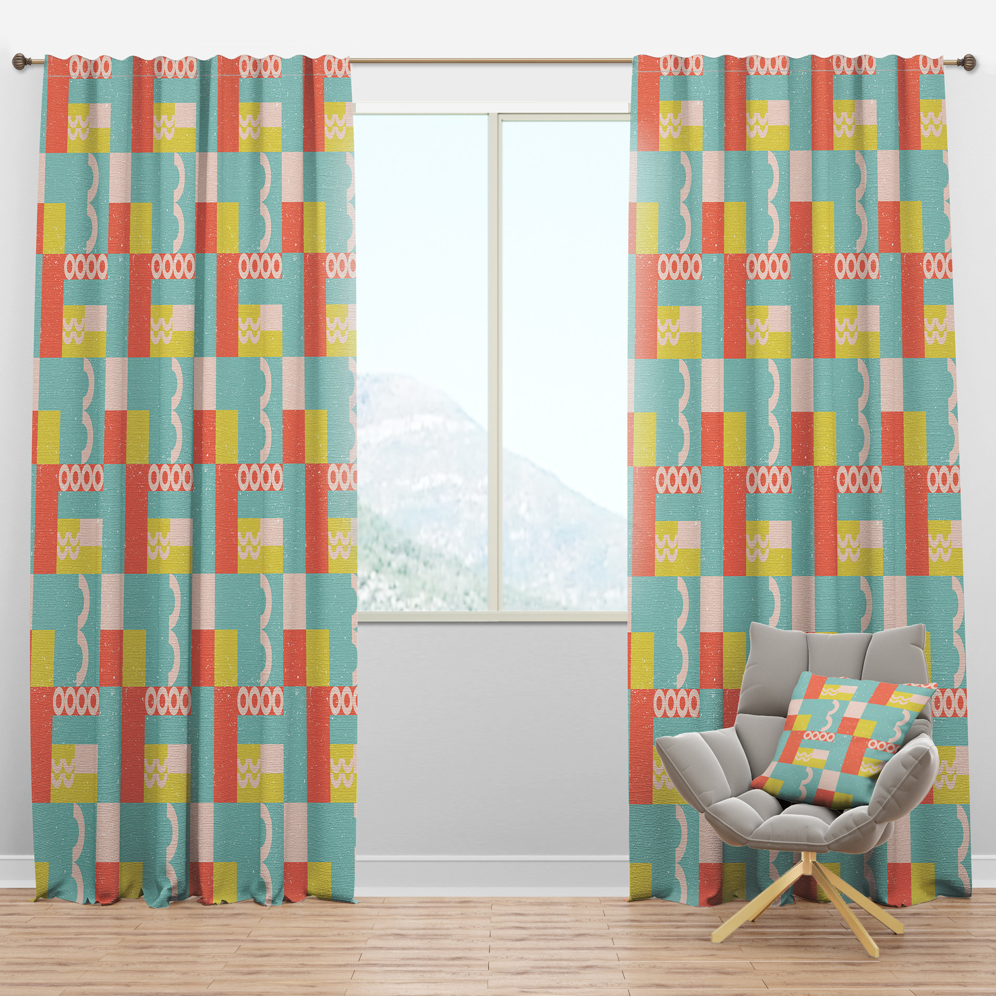 Design Art Retro Abstract Design III - Abstract Curtain - Velvet Room ...