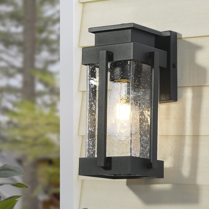Breakwater Bay 11" H Modern Black Outdoor Wall Lantern | Wayfair