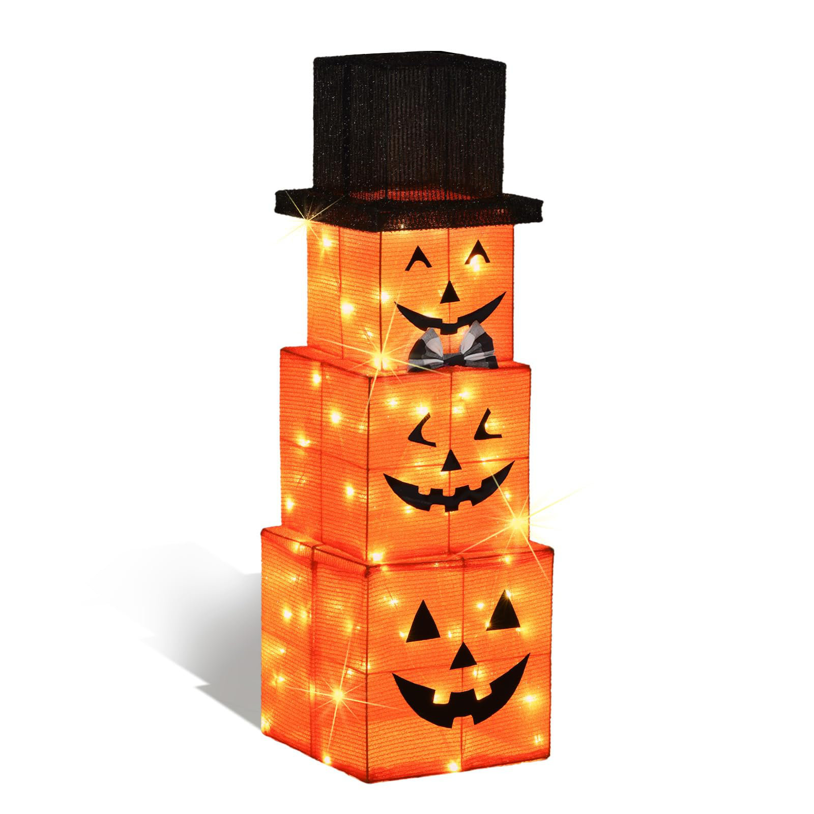 Ophelia & Co. 3ft pre-lit Halloween stacked pumpkins with 75 LEDs for ...