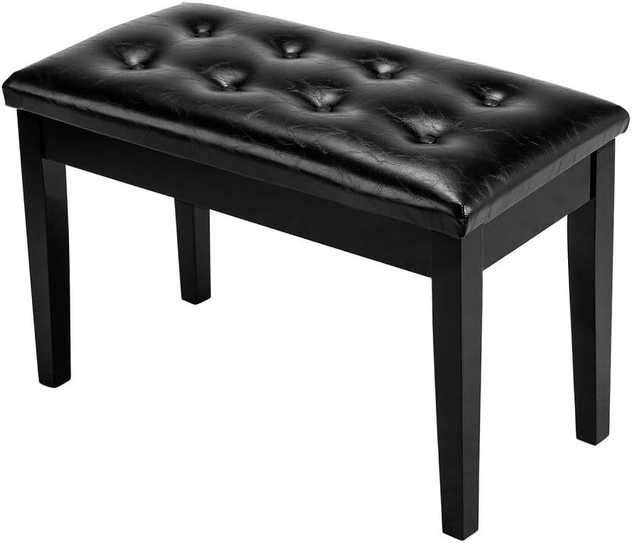 Winston Porter Black Button-Top Piano Bench With Storage, 23"X13.4"X19 ...