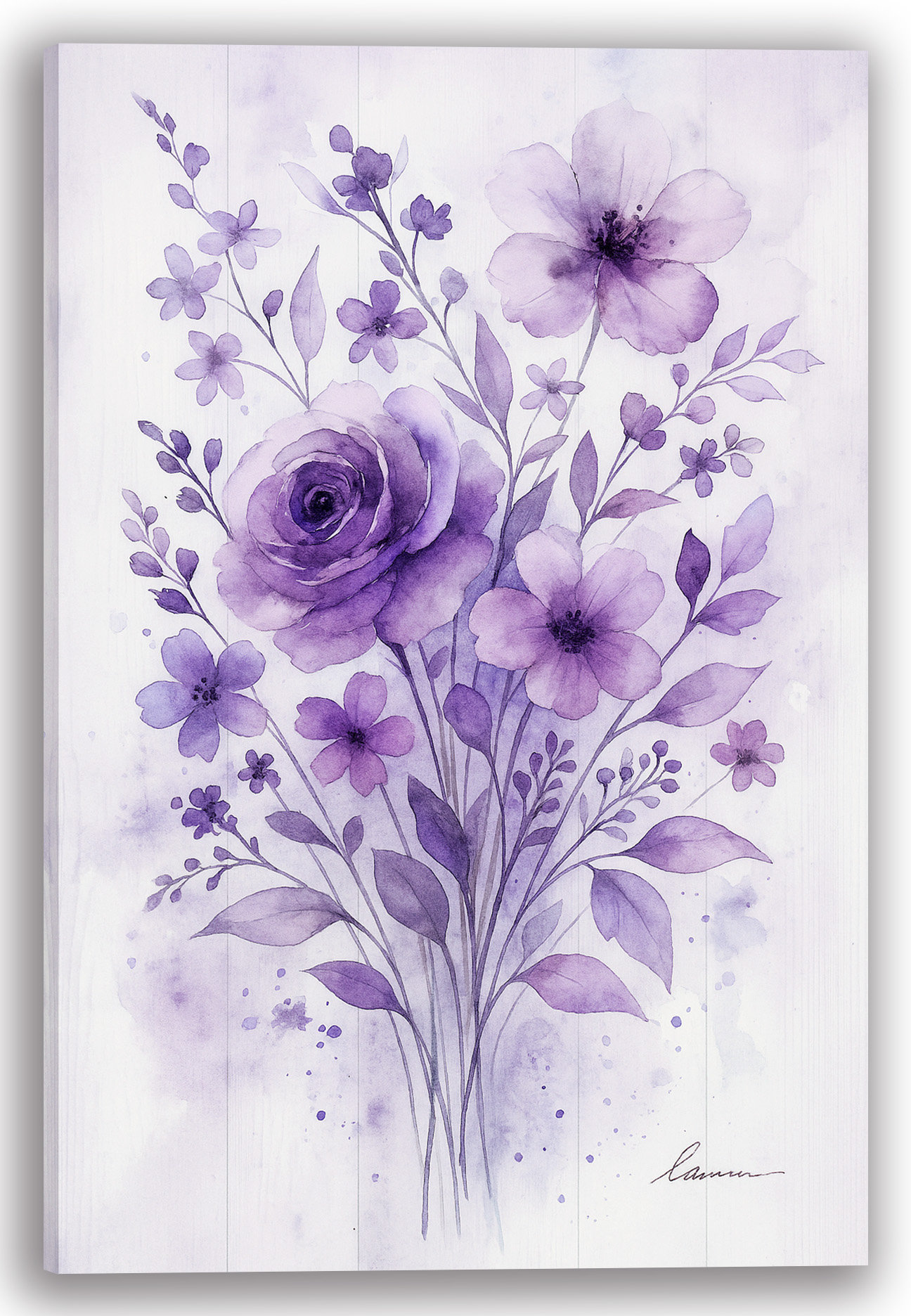 Dakota Fields Violet Blossom Elegance Wrapped Canvas Wall Art | Wayfair