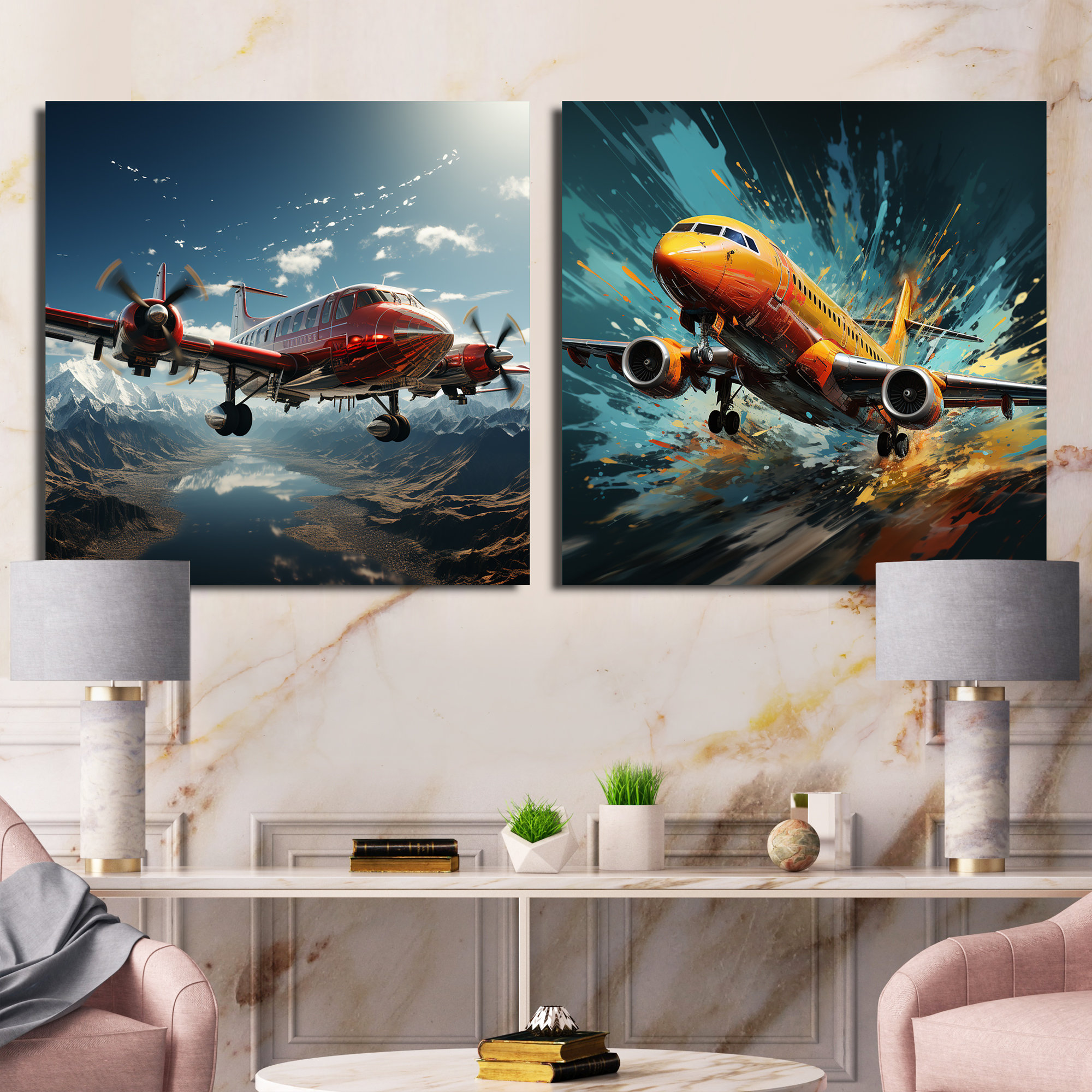 Trent Austin Design In Flight Jet Plane Horizons - Plane Square Collage ...