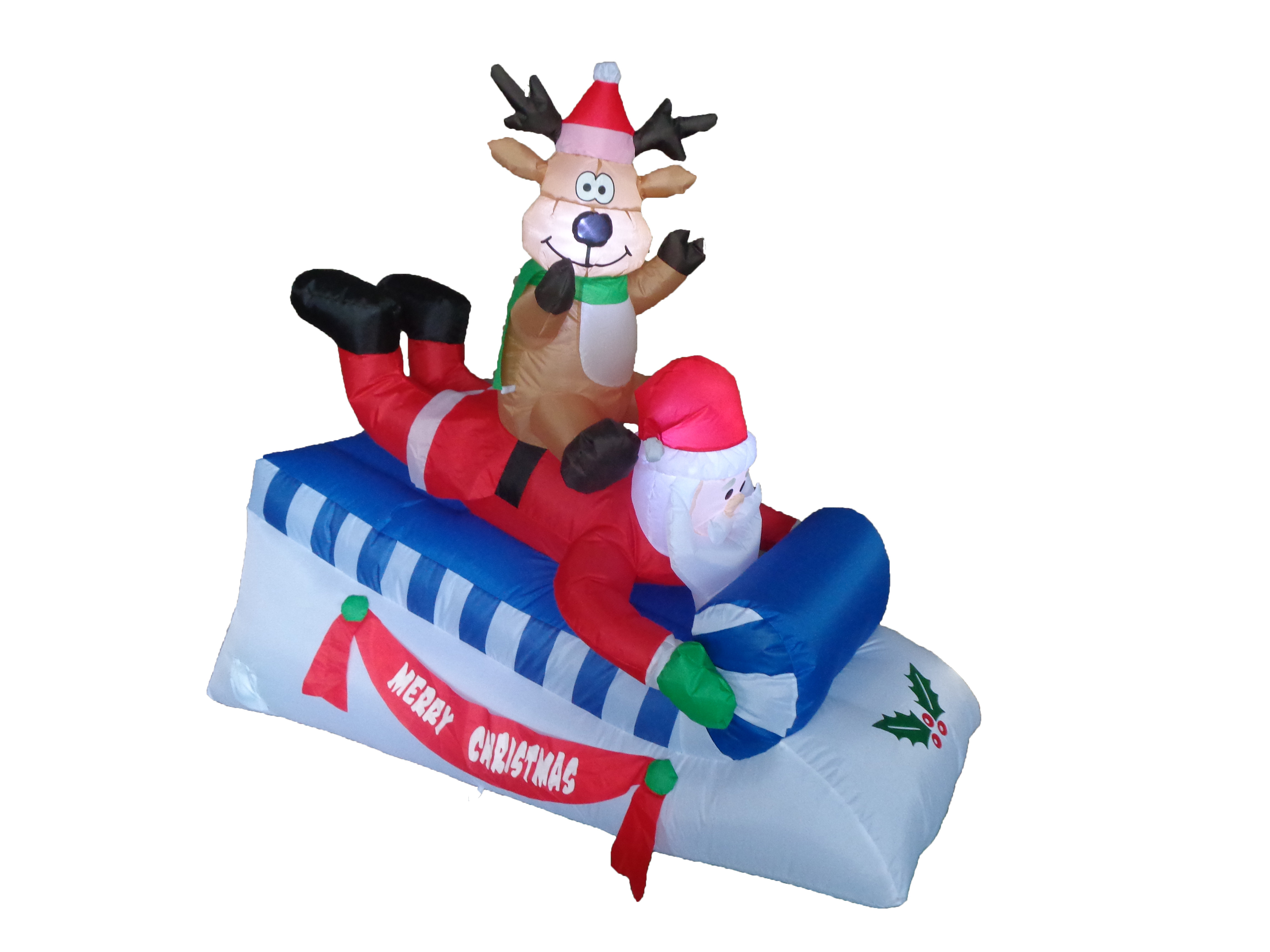 The Holiday Aisle® 5 Foot Long Lighted Christmas Inflatable Santa Claus
