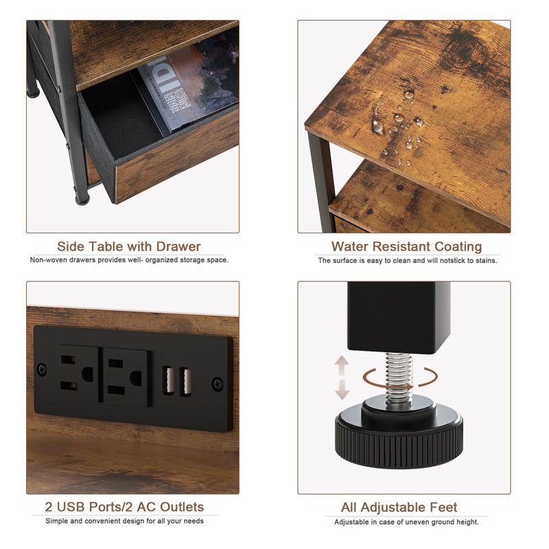 17 Stories Kaderius 2 - Drawer End Table with Storage and Built-in ...