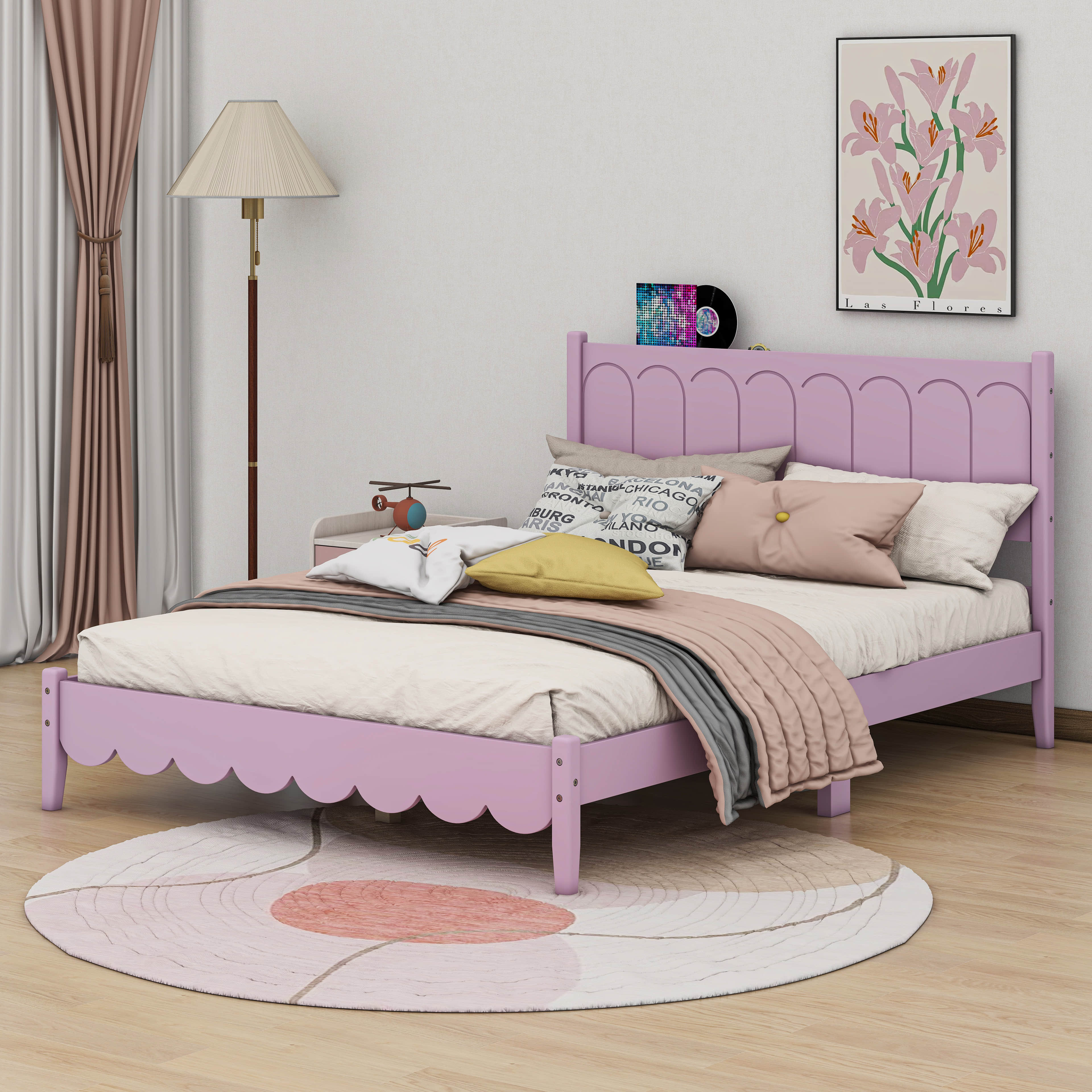 Cosmic Retro Style Bed with Rectangular Headboard | Wayfair