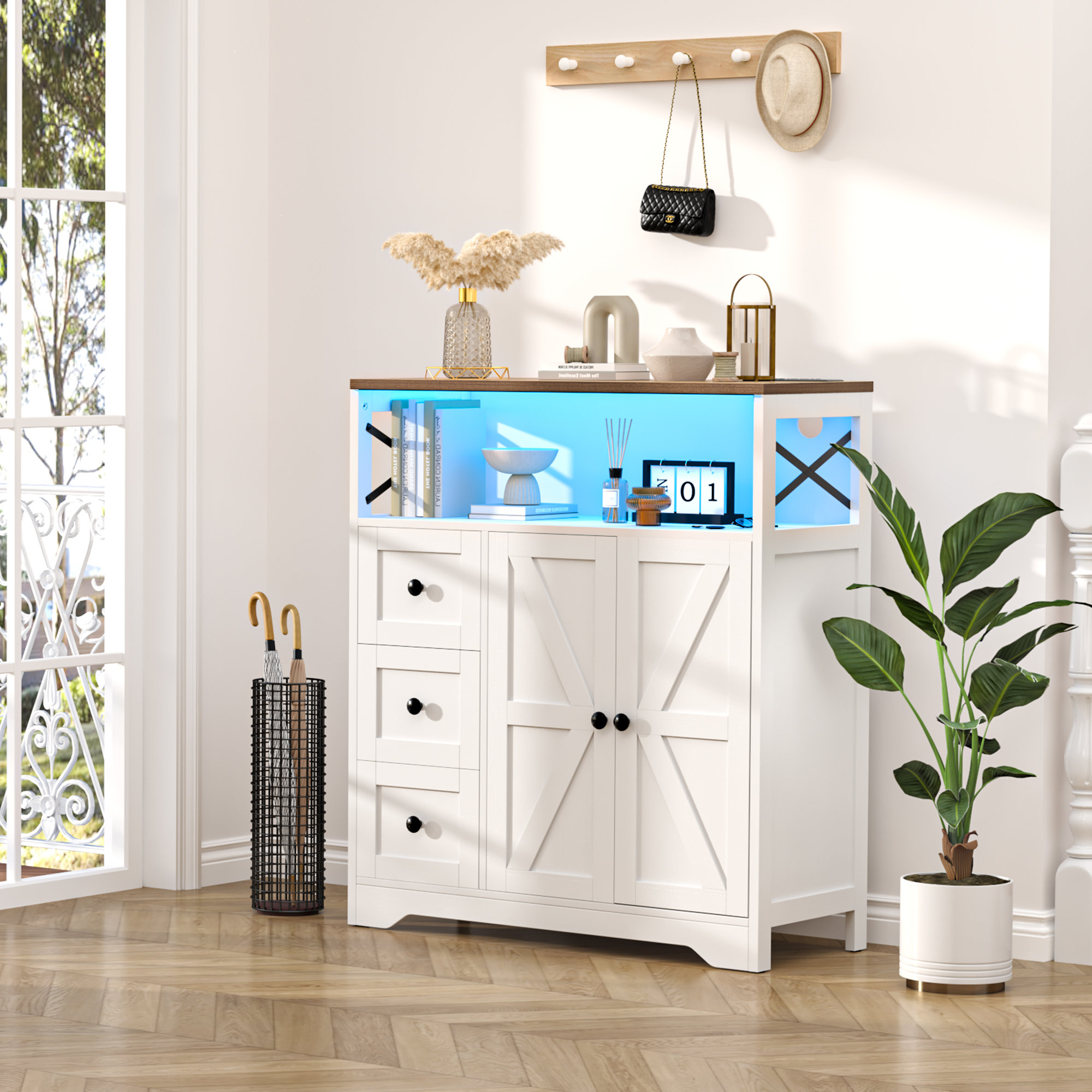 Hippiy Commode Farmhouse, commode haute à double porte - Wayfair Canada