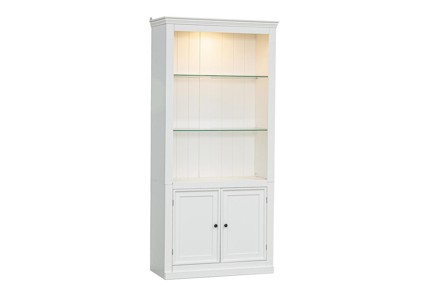 Phamzele Tall White Display Shelves with LED Light and Glass Shelves ...