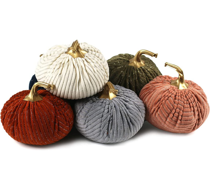 Bibana 6 Pack Velvet Artificial Pumpkins Set (Set Of 6) | Wayfair