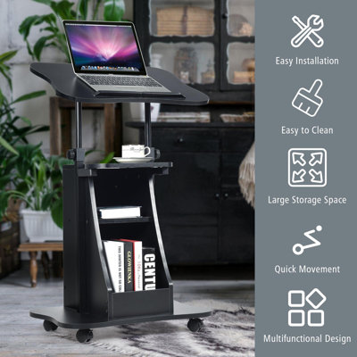 Giantex 47.5'' H x 16'' W Laptop/Computer Cart Or Stand with Wheels ...