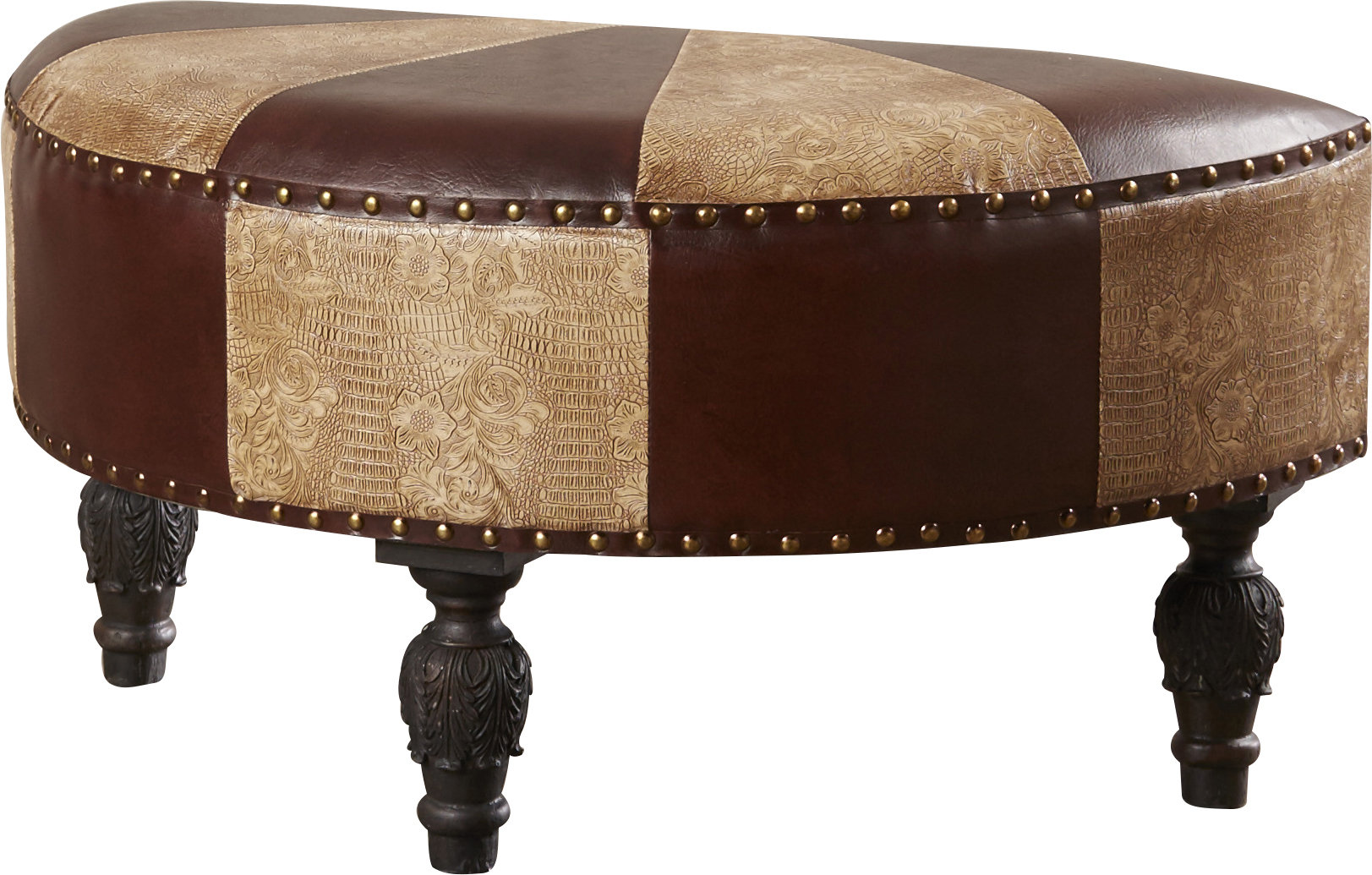 Lark Manor Armod 30" Wide Faux Leather Wedge Floral Standard Ottoman ...