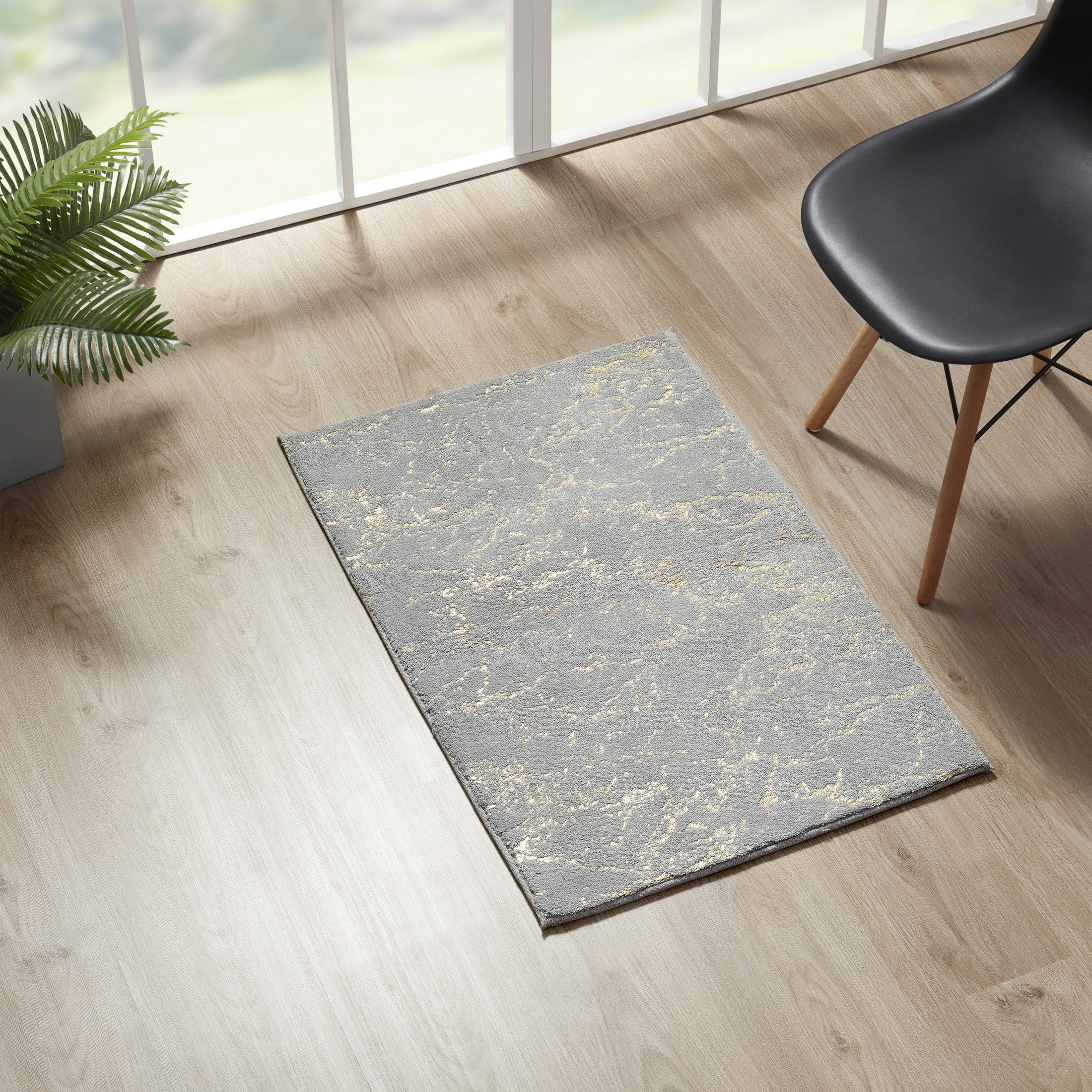 Mercer41 Rectangle Alvonia Machine Woven Polyester Area Rug in Grey ...