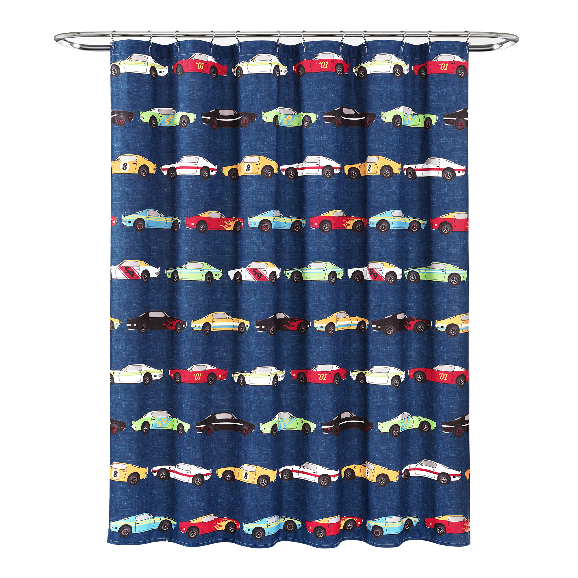 Lush Decor Race Cars Car Single Shower Curtain & Reviews | Wayfair