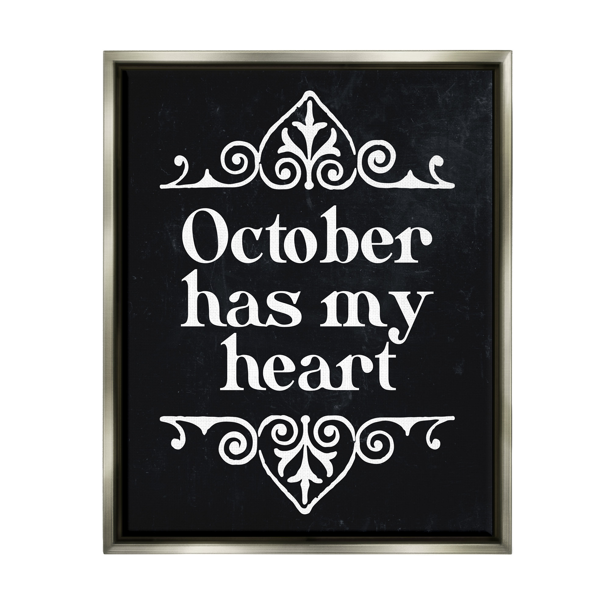 Stupell Industries Black October Has My Heart Framed On Wood Graphic ...