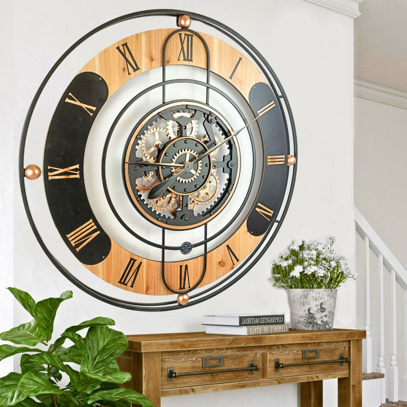 The Gears Clock Wall Clock 36" Round Oversized for Living Room decor ...