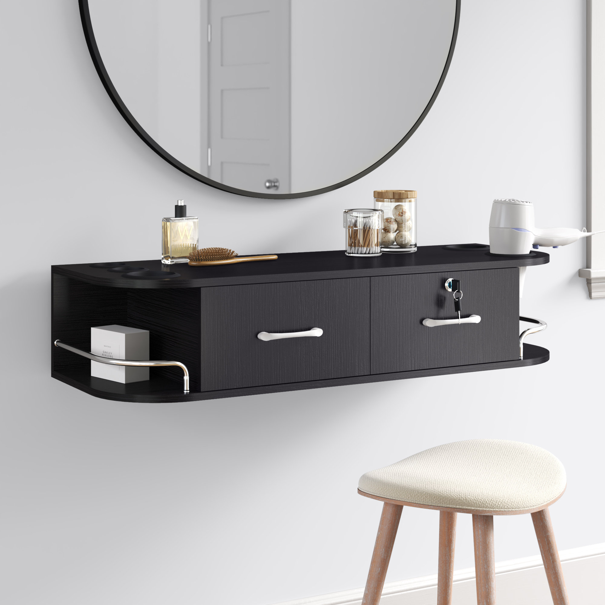 The Twillery Co.® Sowder Locking Wall Mount Styling Station Barber ...