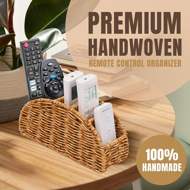 Bayou Breeze 5-Compartment Remote Control Holder – Synthetic Rattan ...