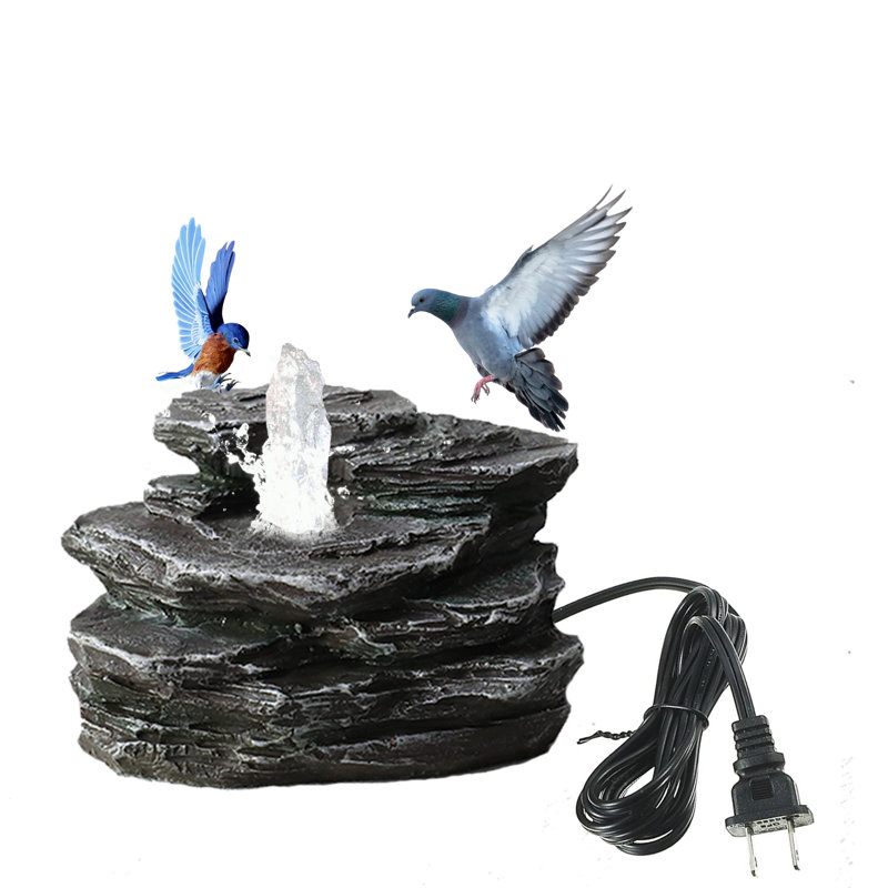 Millwood Pines Bird Bath Water Fountain, Layered Rock with Pump for ...