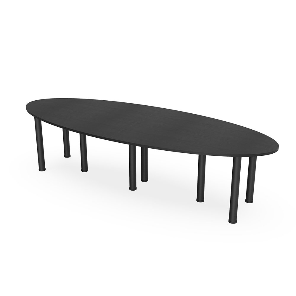 Inbox Zero Oval Shaped Conference Room Table with Matte Black Post Legs ...
