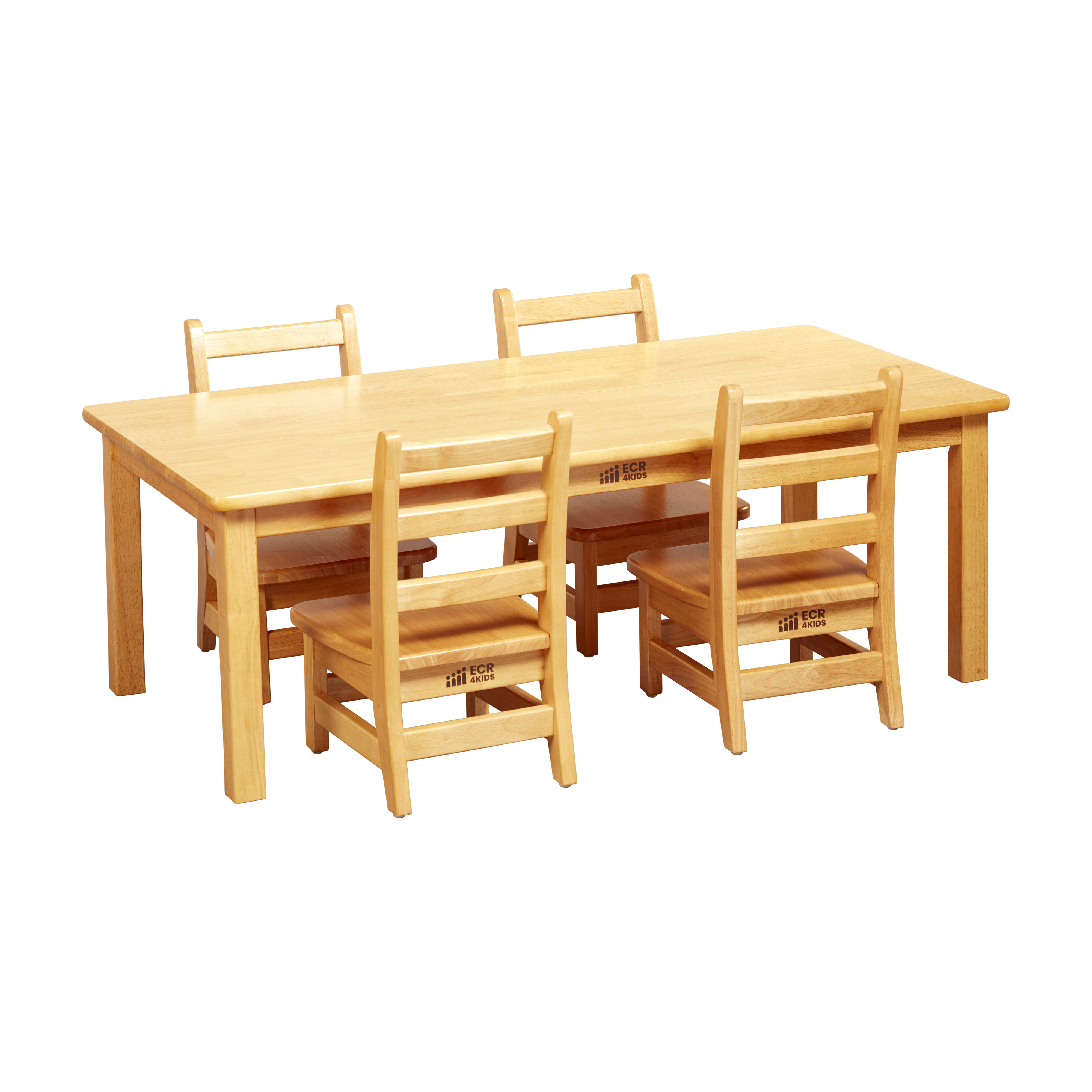 ECR4Kids Rectangular Hardwood Table with 16in Legs and 8in Chairs, Kids ...
