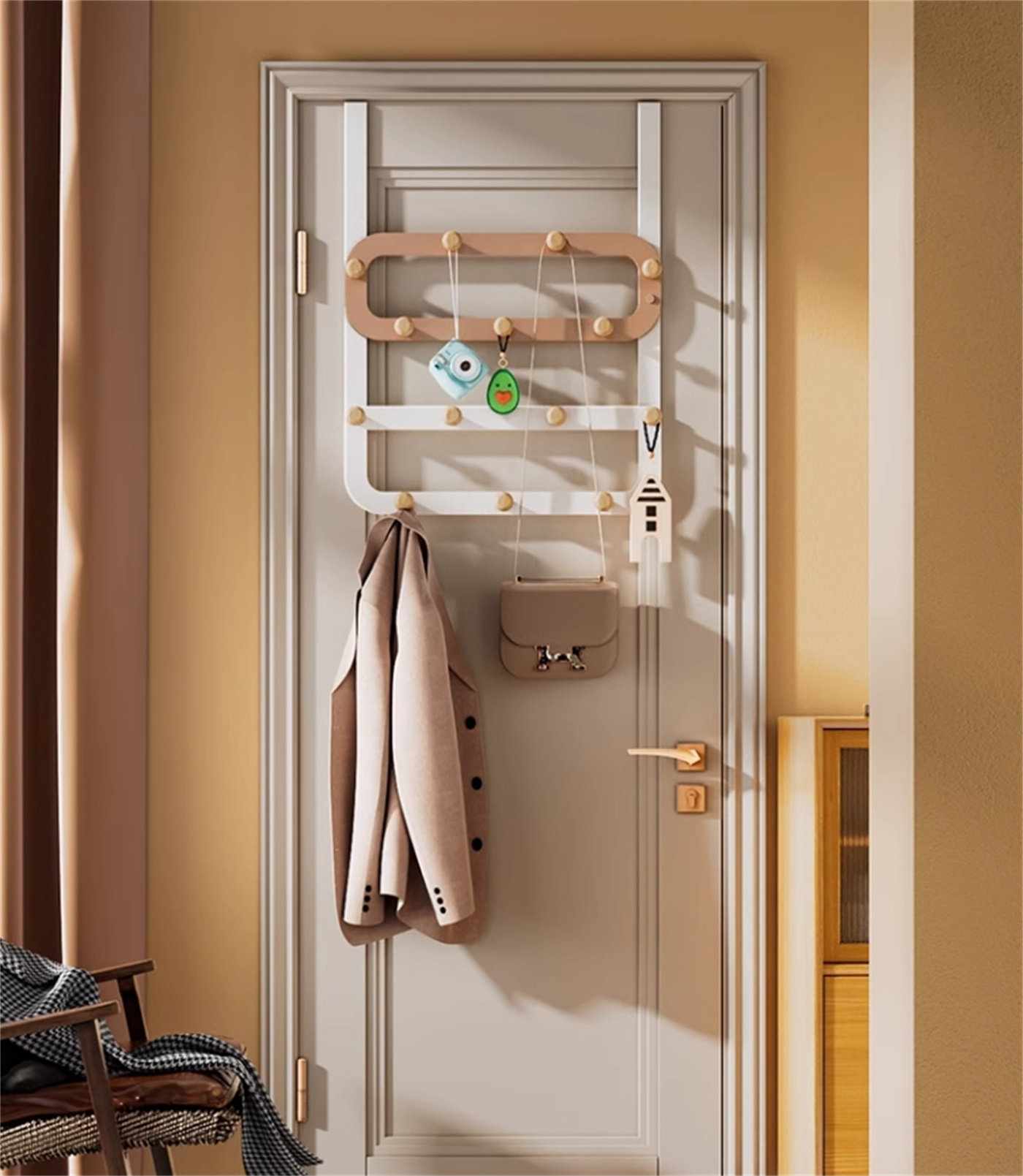 Thrones Designs Iron & Wood Over-The-Door Seamless Hook Rack | Wayfair