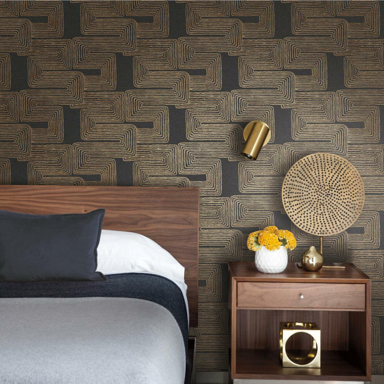 Art Deco Black And Gold Peel And Stick Wallpaper - 17.5x276 Inch ...